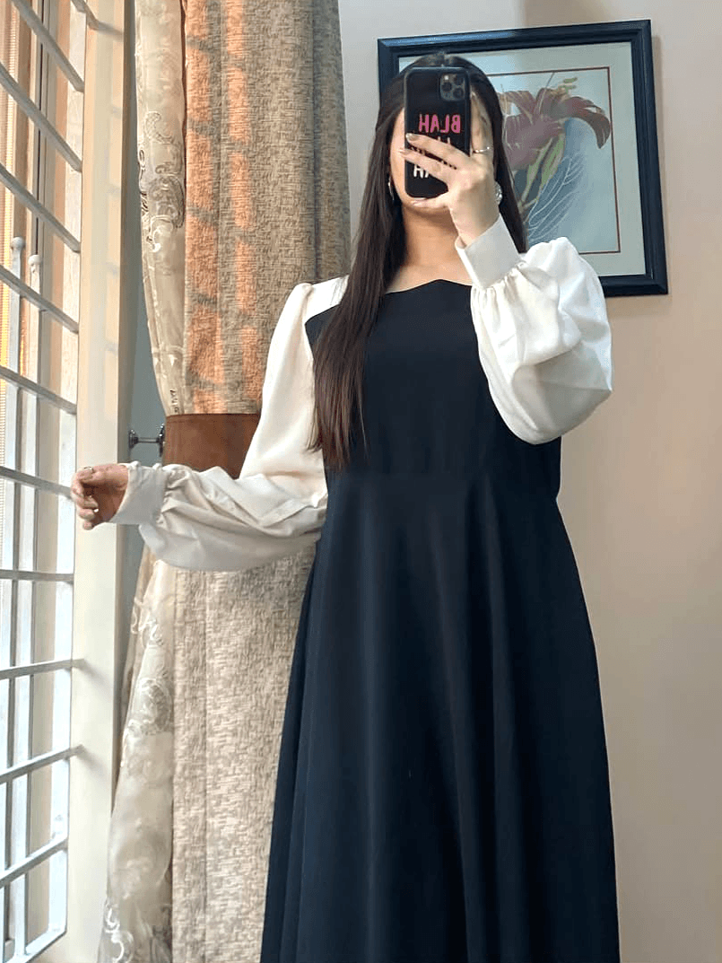 Party Wear Chic Monochrome Western Maxi – RM Clothing Brand